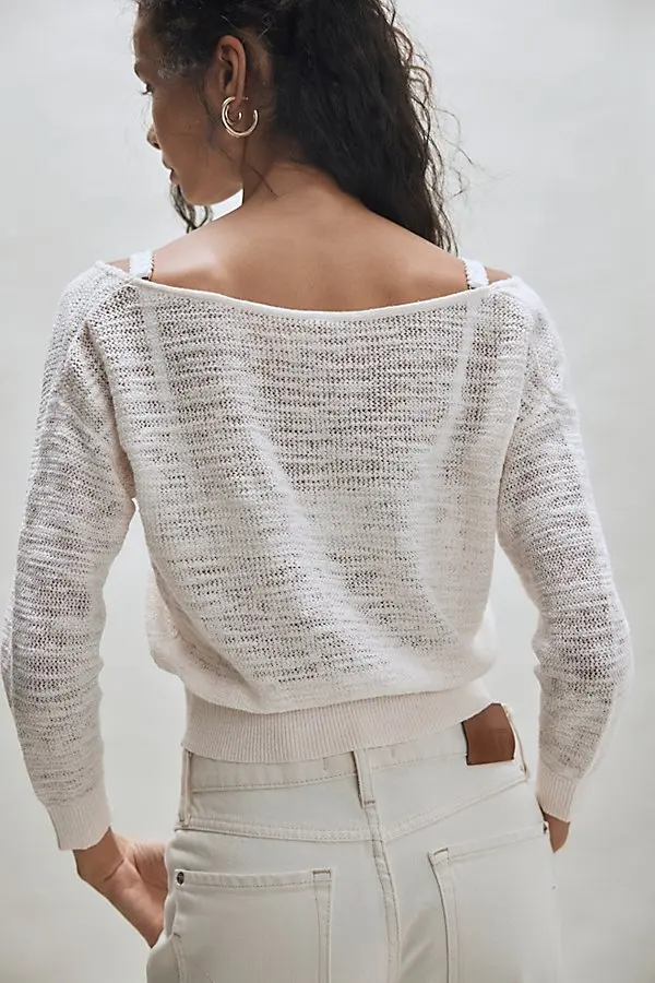 Free People Fine Gauge Linen Pullover - Ivory