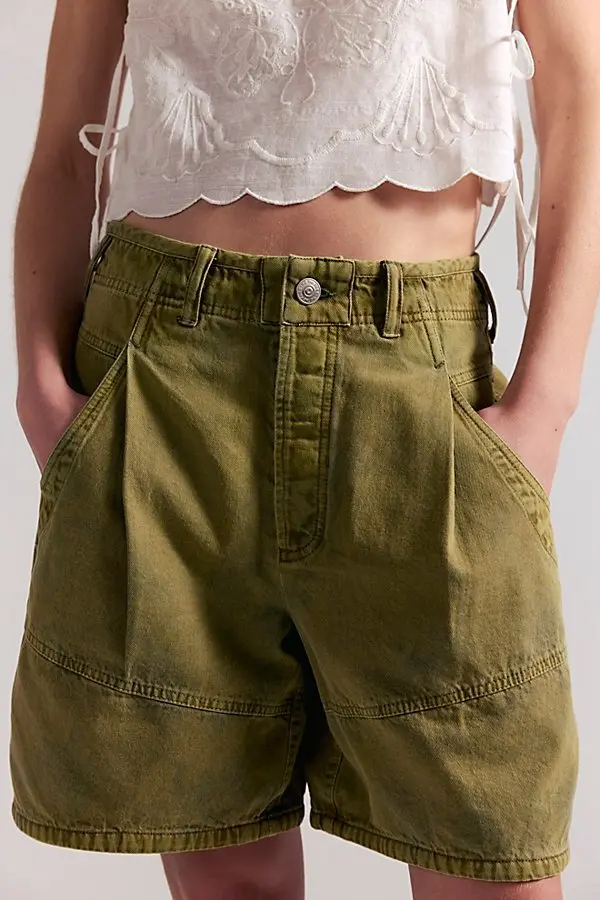 Free People Wild Rebel Shorts - Outlaw Taupe