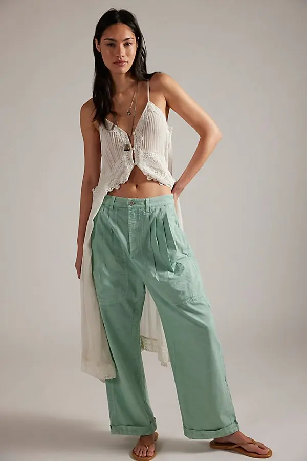 Free People Clover Dropped Harem Trousers - Blue Haze