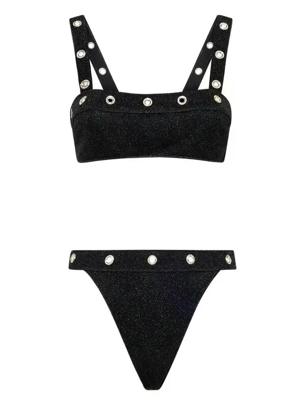Oseree Lumière Crystal-studs Bikini - Black