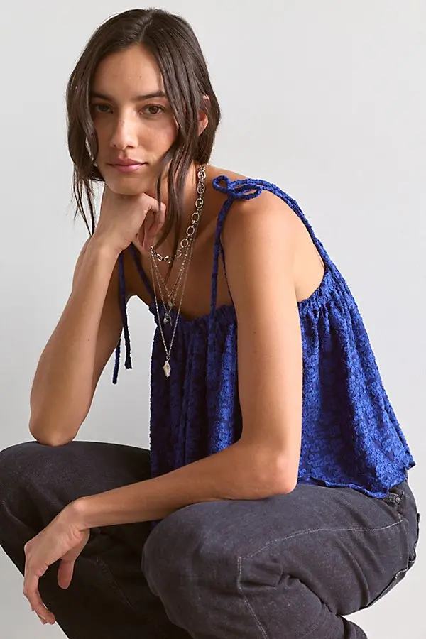 Free People Briana Lace Tank - Blueprint