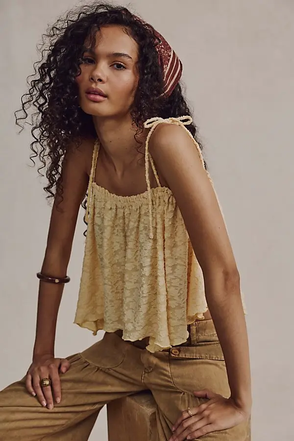 Free People Briana Lace Tank Top - Sunlight