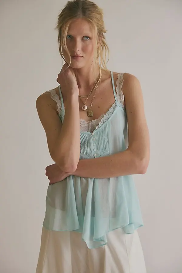 Free People Margaux Tank - Pastel Blue