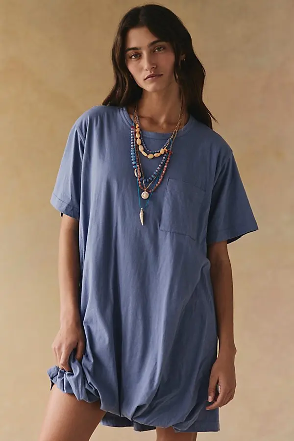 Free People Shorebound Cotton-jersey Mini Dress - Rainfall