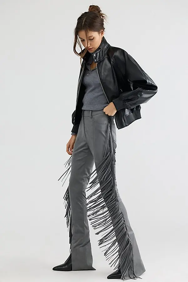 Norma Kamali Fringe Spat Pants