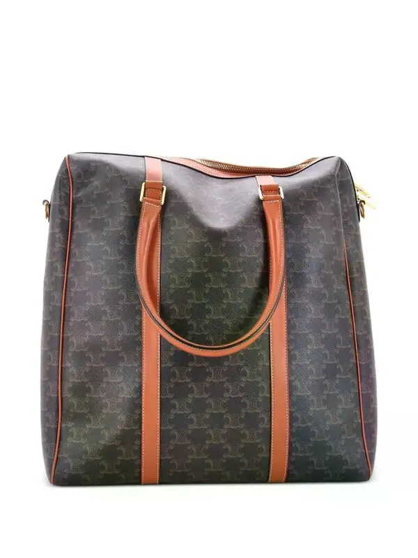 Celine Boston Bag Triomphe Coated Canvas Vertical Handbag - Brown