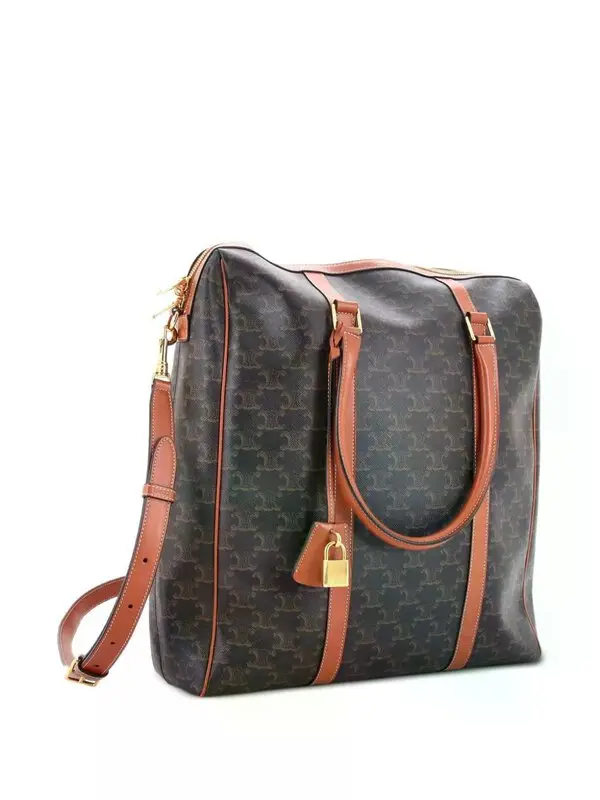 Celine Boston Bag Triomphe Coated Canvas Vertical Handbag - Brown