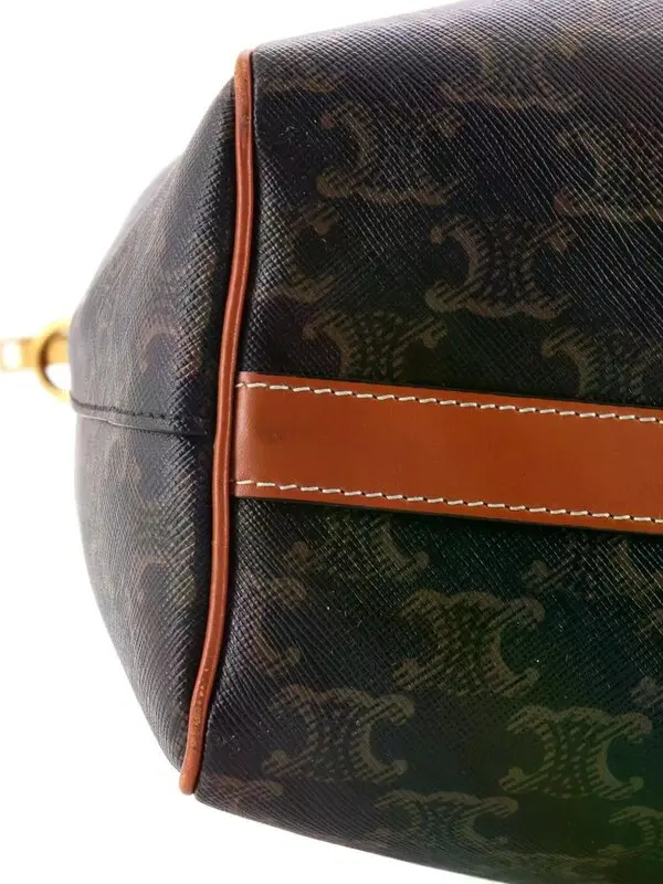 Celine Boston Bag Triomphe Coated Canvas Vertical Handbag - Brown