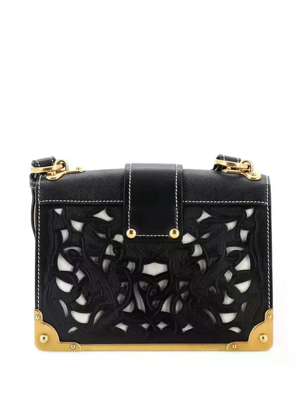 Prada Cahier Studded Laser Cut Small Crossbody Bag - Black