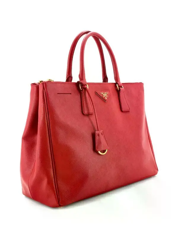 Prada Double Zip Lux Saffiano Leather Large Tote Bag - Red