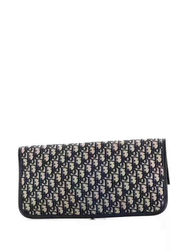 Dior Fold Over Oblique Canvas Clutch Bag - Blue