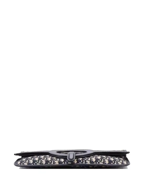 Dior Fold Over Oblique Canvas Clutch Bag - Blue