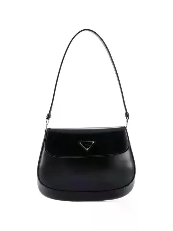 Prada Cleo Flap Shoulder Bag Spazzolato Leather Small - Black