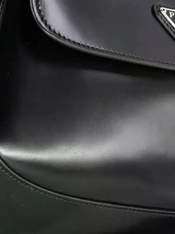 Prada Cleo Flap Shoulder Bag Spazzolato Leather Small - Black