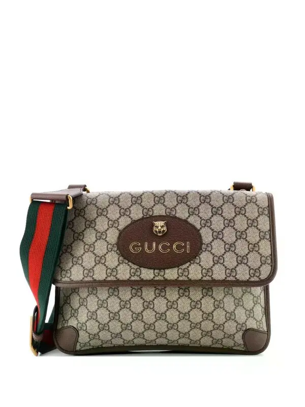Gucci Neo Vintage Flap Messenger Gg Coated Canvas Medium Crossbody Bag - Brown