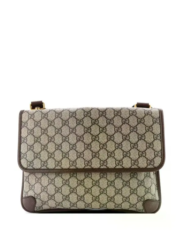 Gucci Neo Vintage Flap Messenger Gg Coated Canvas Medium Crossbody Bag - Brown