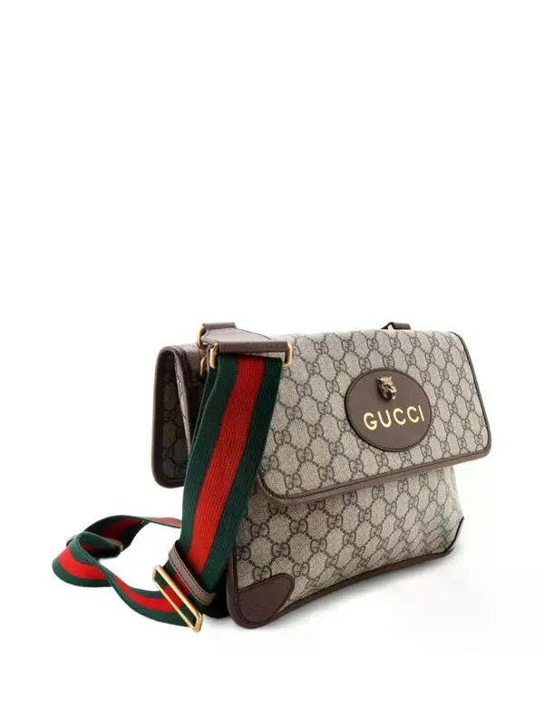 Gucci Neo Vintage Flap Messenger Gg Coated Canvas Medium Crossbody Bag - Brown