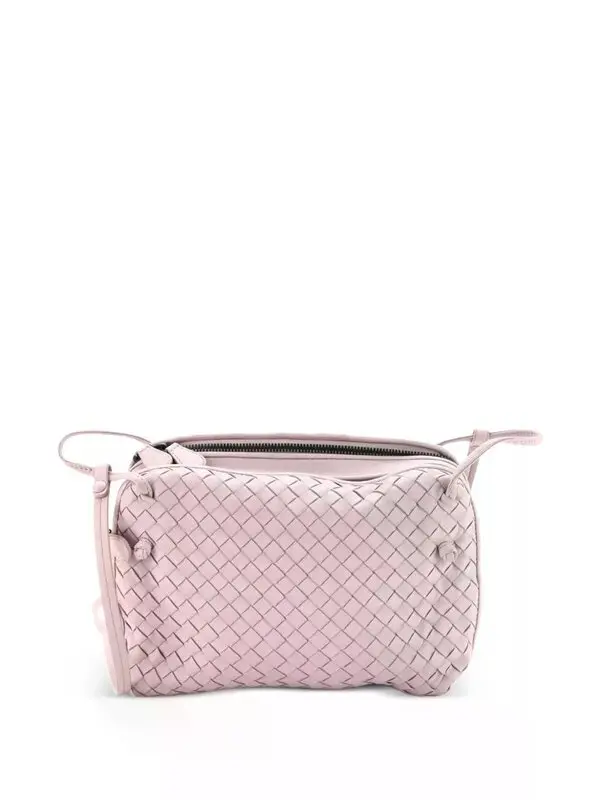 Bottega Veneta Double Zip Nodini Intrecciato Nappa Small Crossbody Bag - Pink