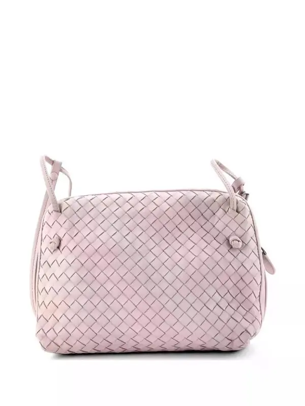 Bottega Veneta Double Zip Nodini Intrecciato Nappa Small Crossbody Bag - Pink
