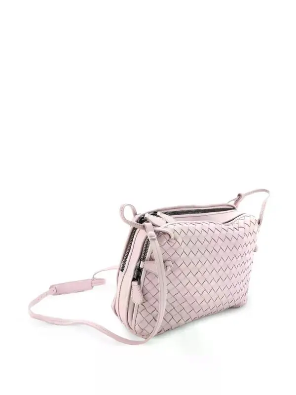 Bottega Veneta Double Zip Nodini Intrecciato Nappa Small Crossbody Bag - Pink