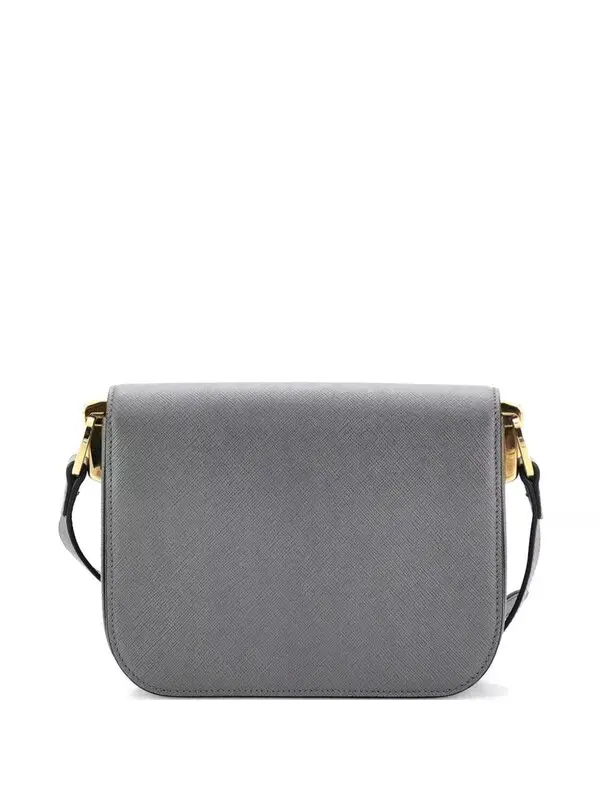 Prada Embleme Flap Bag Saffiano Leather Small Shoulder Bag - Grey