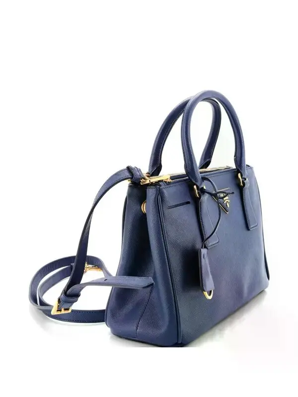 Prada Saffiano Leather Small Tote Bag - Blue