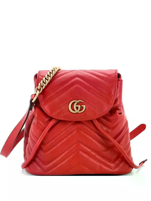 Gucci Gg Marmont Drawstring Matelassé Leather Mini Backpack