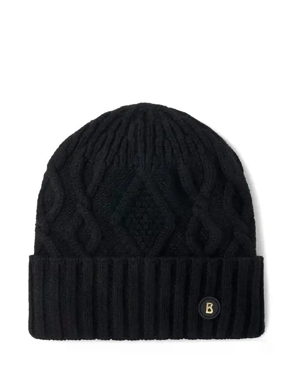 Bogner Cable-knit Logo Beanie Hat - Black