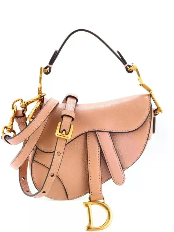 Dior Saddle Handbag With Strap Leather Micro Shoulder Bag - Neutrals