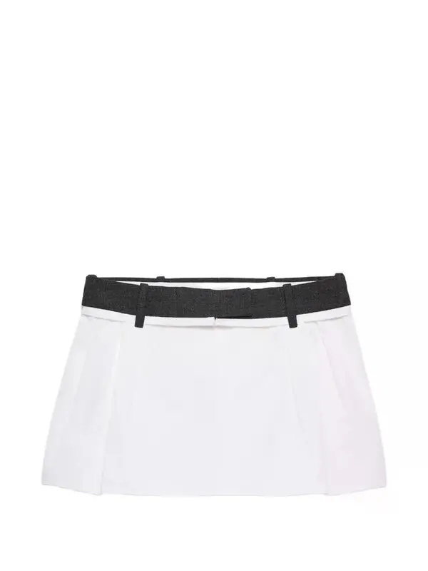 Prada Poplin Miniskirt With Belt - White