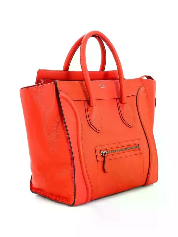 Celine Luggage Bag Grainy Leather Mini Tote - Orange