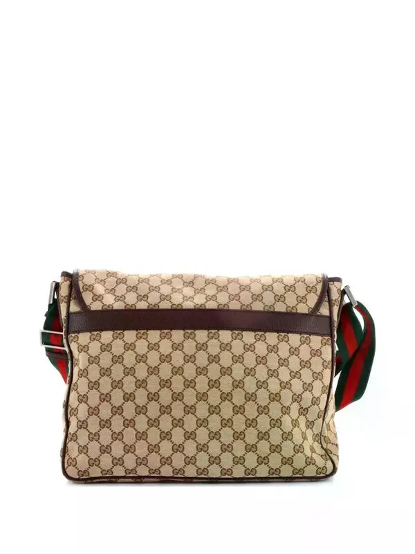 Gucci Web Strap Flap Messenger Gg Canvas Medium - Brown