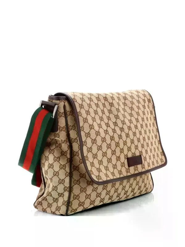 Gucci Web Strap Flap Messenger Gg Canvas Medium - Brown
