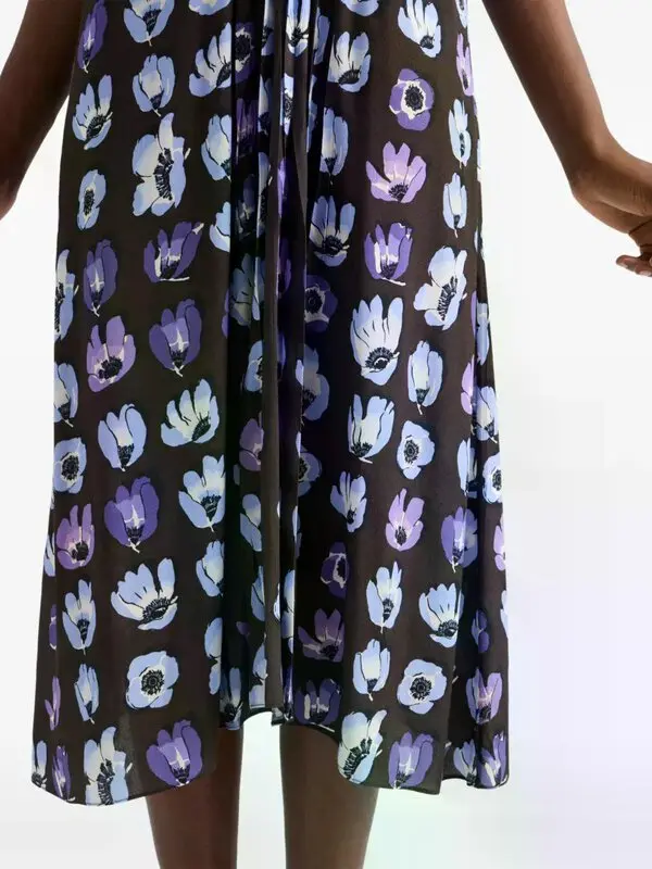 Prada Floral Print Marocain Dress - Brown