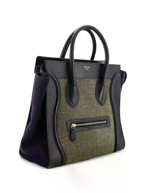 Celine Tricolor Felt Mini Luggage Satchel - Black
