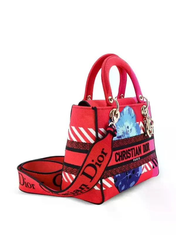 Dior Lady D-lite Embroidered Canvas Medium Satchel - Multicolour