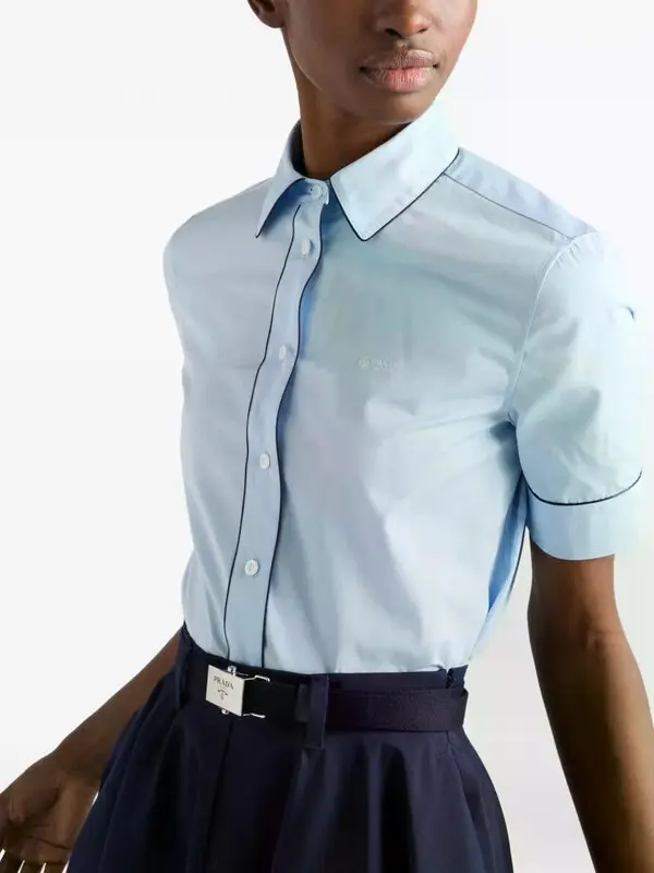 Prada Short-sleeved Poplin Shirt - Blue