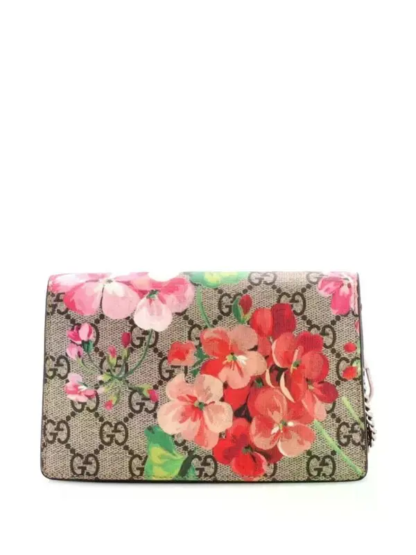 Gucci Dionysus Blooms Print Gg Coated Canvas Super Mini Crossbody Bag - Brown