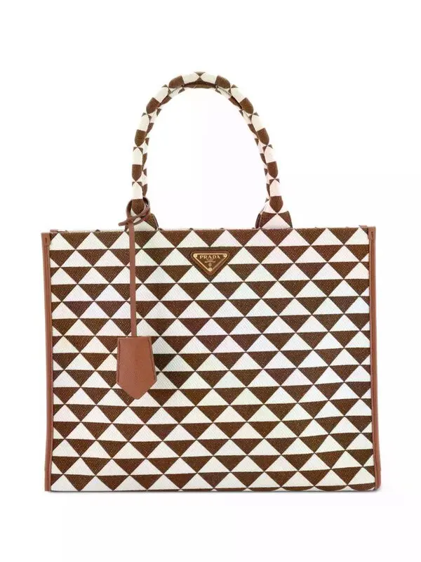 Prada Symbole Jacquard Large Tote Bag - Brown