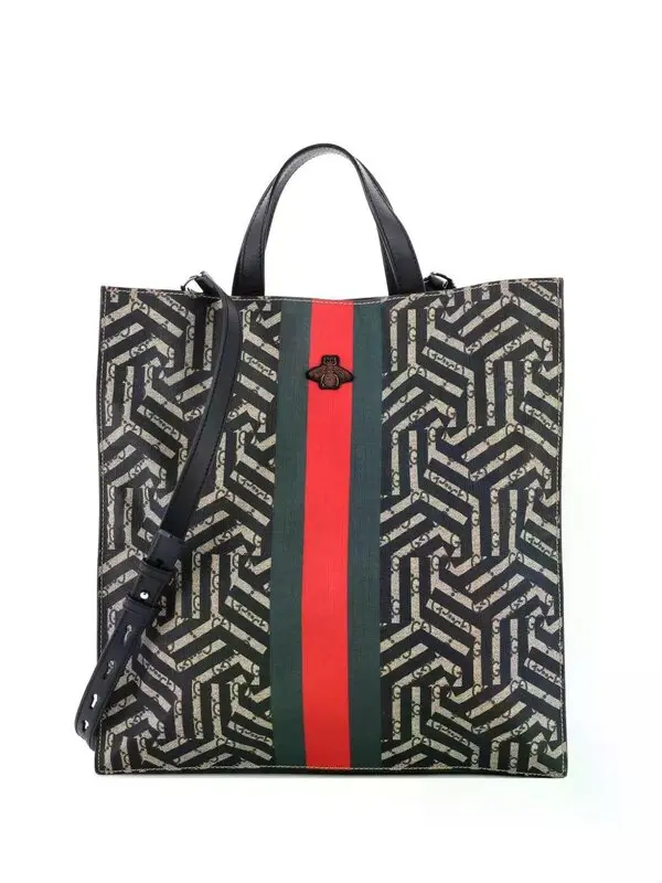Gucci Convertible Soft Open Caleido Gg Coated Canvas Tote Bag - Brown