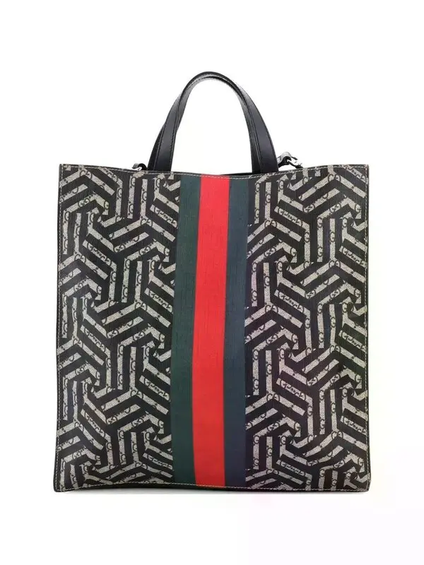 Gucci Convertible Soft Open Caleido Gg Coated Canvas Tote Bag - Brown