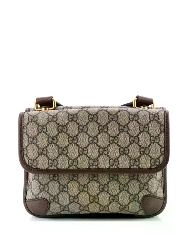 Gucci Neo Vintage Flap Messenger Gg Coated Canvas Small Crossbody Bag - Brown