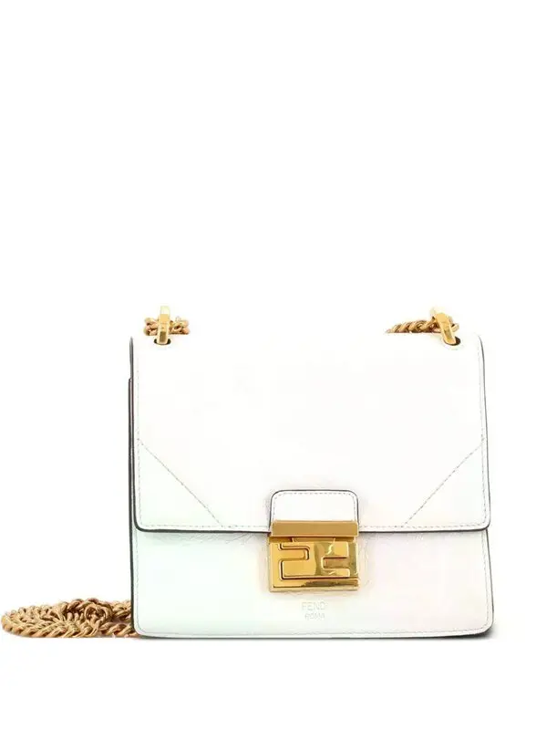 Fendi Kan U Leather Shoulder Bag - White