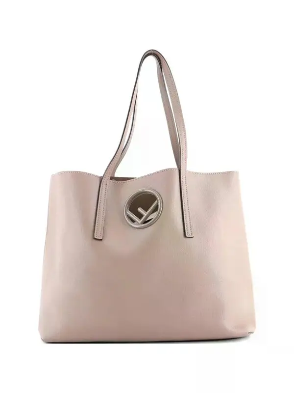 Fendi Logo Leather Shopper Tote