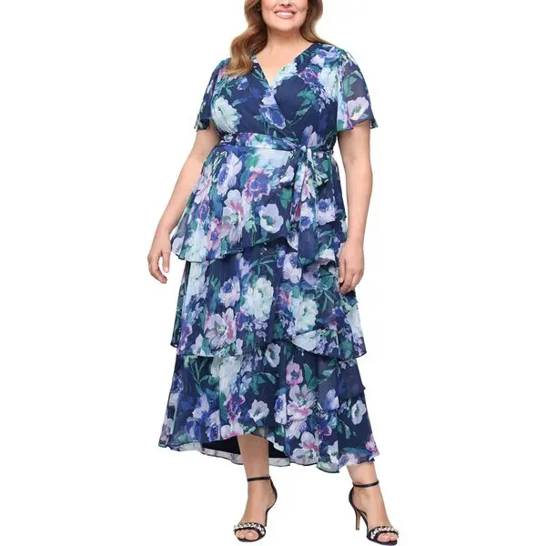 SL FASHIONS Floral Chiffon Dress