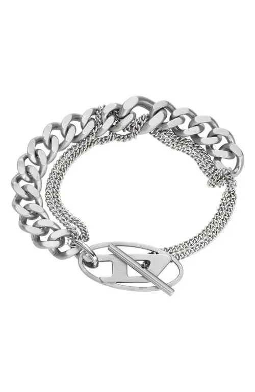 DIESEL® Oval D Toggle Chain Bracelet - Silver