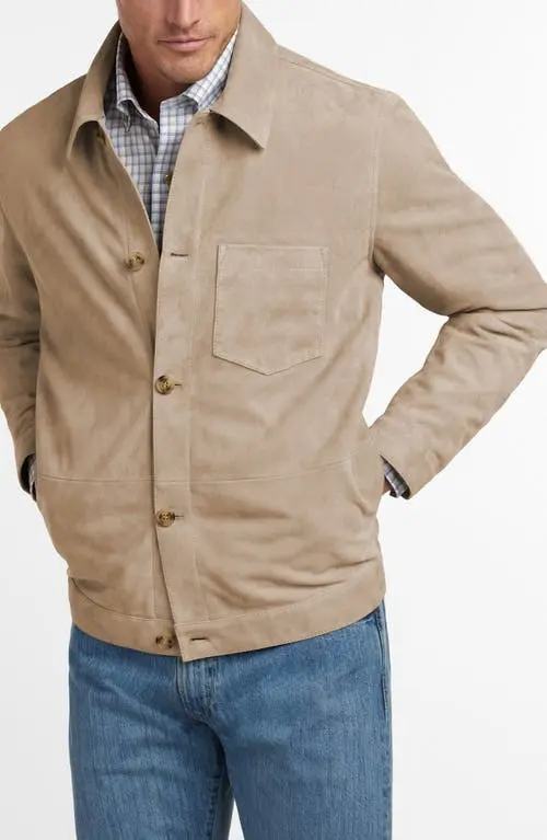David Donahue Suede Shirt Jacket - Sandstone