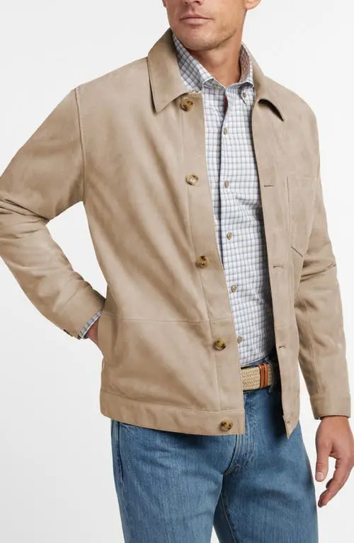 David Donahue Suede Shirt Jacket - Sandstone