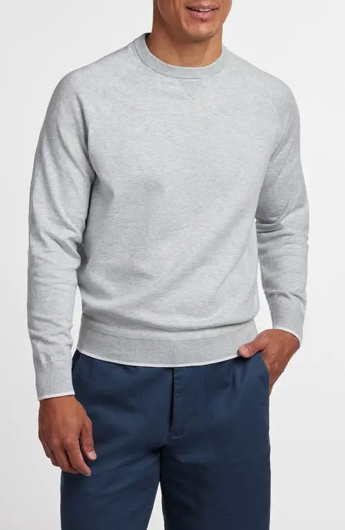 David Donahue Cotton & Silk Blend Crew Sweater - Heather Grey
