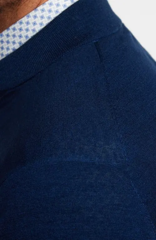 David Donahue Skipper Merino Wool Blend Quarter Zip Sweater - Estate Blue
